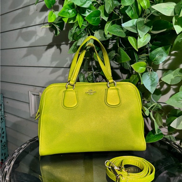 Coach | Bags | Iridescent Neon Green Leather Medium Coach Purse | Poshmark